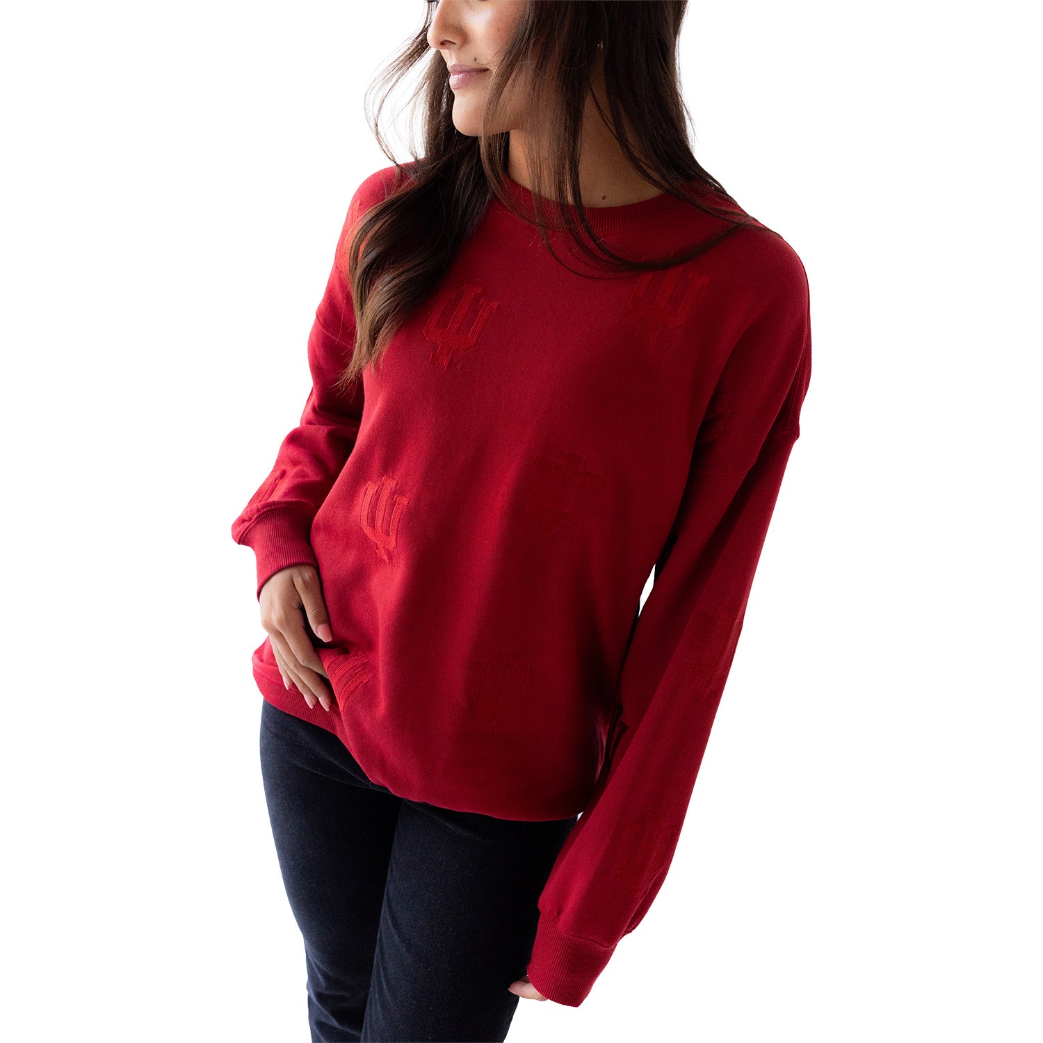 Indiana Hoosiers Ladies Ritter Repeating Crewneck Sweatshirt - Official ...